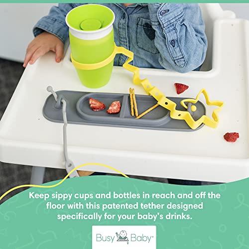 Busy Baby Bottle Bungee - Sippy Cup Strap - Keep Bottles and Sippy Cups Off The Floor - Great for Babies, Toddlers and Kids - Food Grade Silicone - Dishwasher Safe - Spearmint