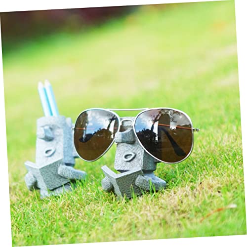 Abaodam 1pc Moai Glasses Holder pencil for kids mini plants retro decor easter island moai figurine easter island garden statue desktop pen cup Stone Figure Ornament Creative Pen Holder