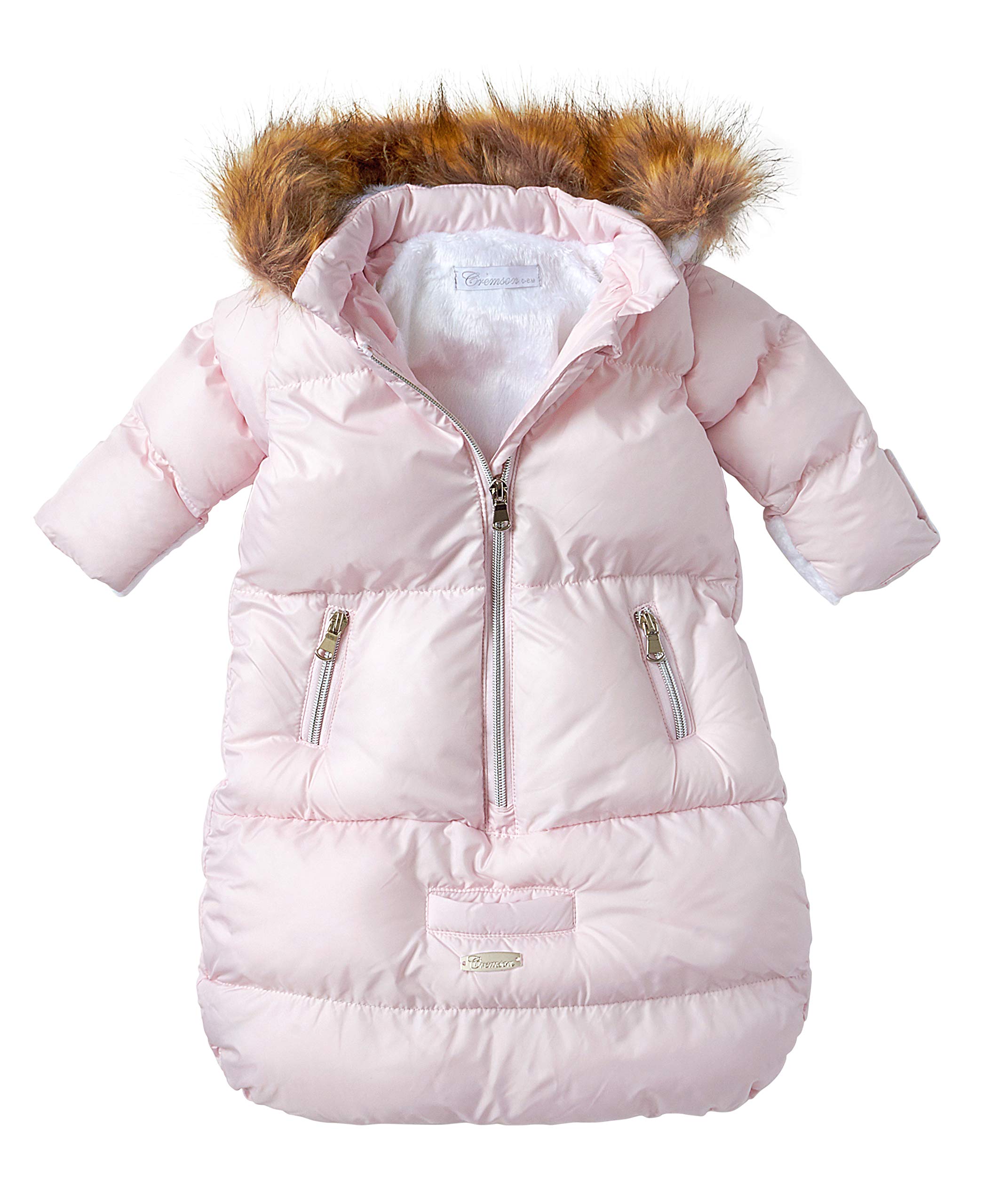 Cremson Girls Boys Newborn Infant Baby Puffer Carbag Pram Bag Snowsuit Bunting - Pink (Size 0/6 Months)