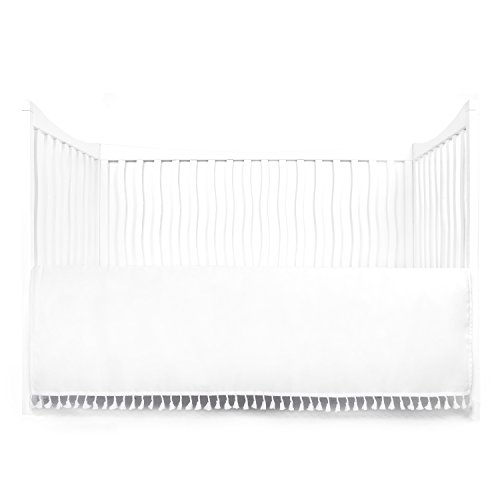 Tadpoles Crib Skirt with Tassel | 28" x 52" with a 14" Drop | Made of 100% Softly Brushed Microfiber Polyester | Easy to Care for | Soft, Smooth, Breathable & Durable | Ideal for Babies | White