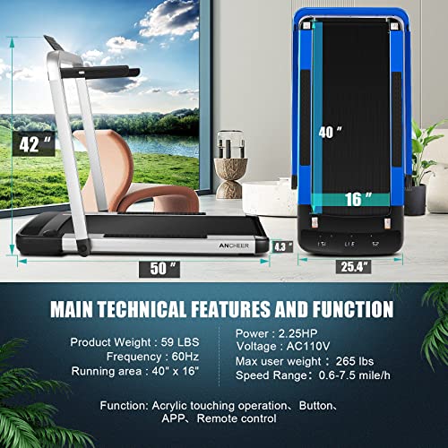 ANCHEER Treadmills,2 in 1 Folding Treadmill, Walking Pad Treadmill Under Desk for Home Office, Portable Treadmill with Remote Control, Quiet and Powerful, Installation-Free