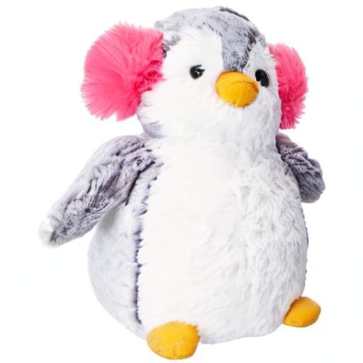 Aurora World Pompom 9' Penguin Plush with Pink Ear Muff from