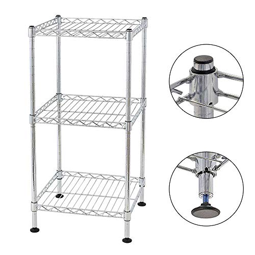 FRITHJILL 3-Tier Steel Wire Shelving Tower,Wire Shelving Metal Storage Rack Adjustable Shelves for Bathroom and Kitchen