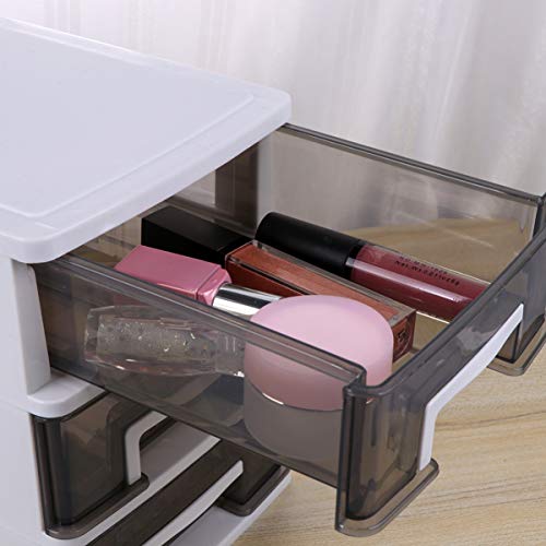 BESPORTBLE 3 Plastic Storage Drawers- Drawer Storage Organizer White Frame with Clear Drawers