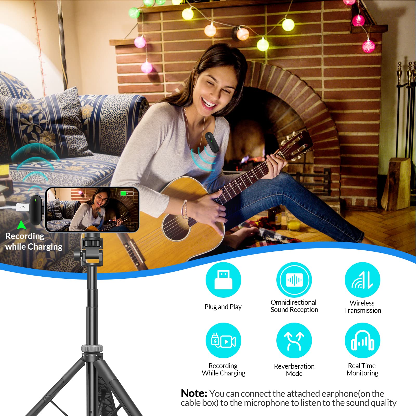 2Packs Wireless Lavalier Microphone for iPhone Ipad with Portable Charging Case Box for YouTube Video Recording, Vlog, Interview, School Class, Gym, Live Stream