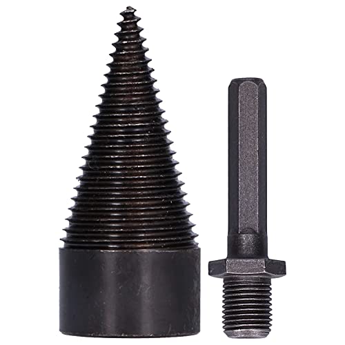 42mm Log Splitter Drill Bit, High‑Speed Wood Splitting Drill, Chopping Tool Steel for Electric Hammer Impact Drill(Hex Shank)
