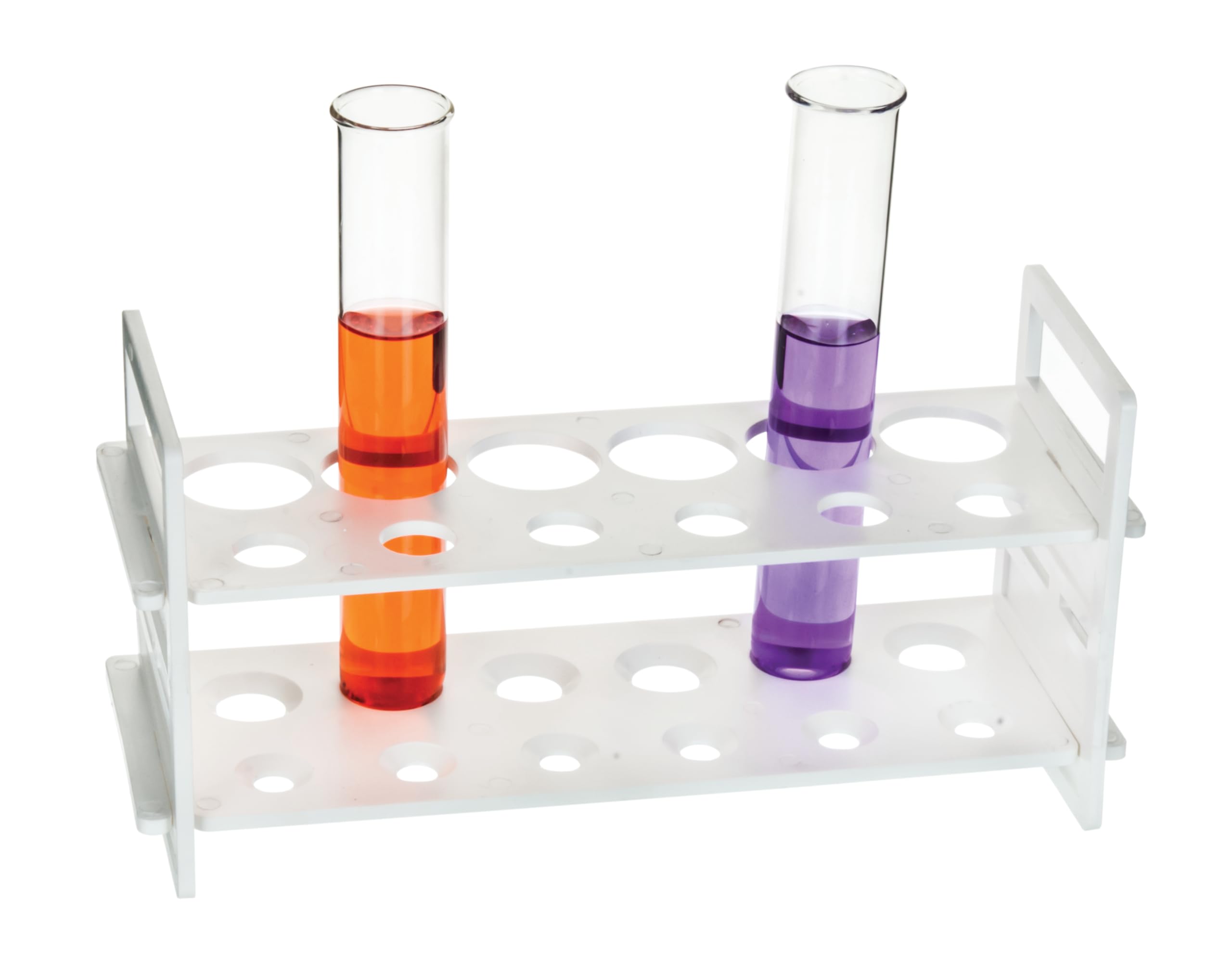 EISCO 12 Hole Test Tube Stand - Holds (6) 30 mm Diameter and (6) 15 mm Diamater Tubes, Stand is Made of Polythene