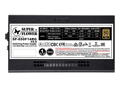 Super Flower Leadex III Gold ARGB PRO 650W 80+ Gold, Patented Universal 9Pin Super Connector, ECO Fanless & Silent Mode, Full Modular Power Supply, Fluid Dynamic Bearing Fan,SF-650F14RG V2.0