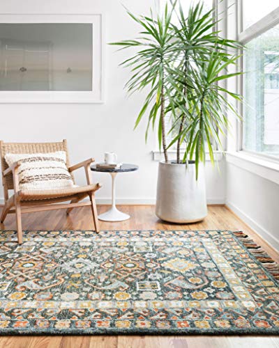 Loloi II Elka Collection ELK-03 Denim/Multi 5'-0" x 7'-6" Area Rug