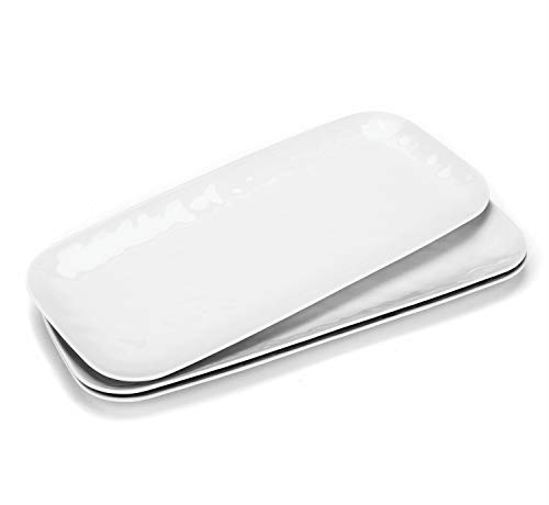 KOXIN-KARLU Melamine Trays, 14.75-inch Serving Trays and Platters, set of 3 White | Hammered Style, 100% Melamine, BPA Free