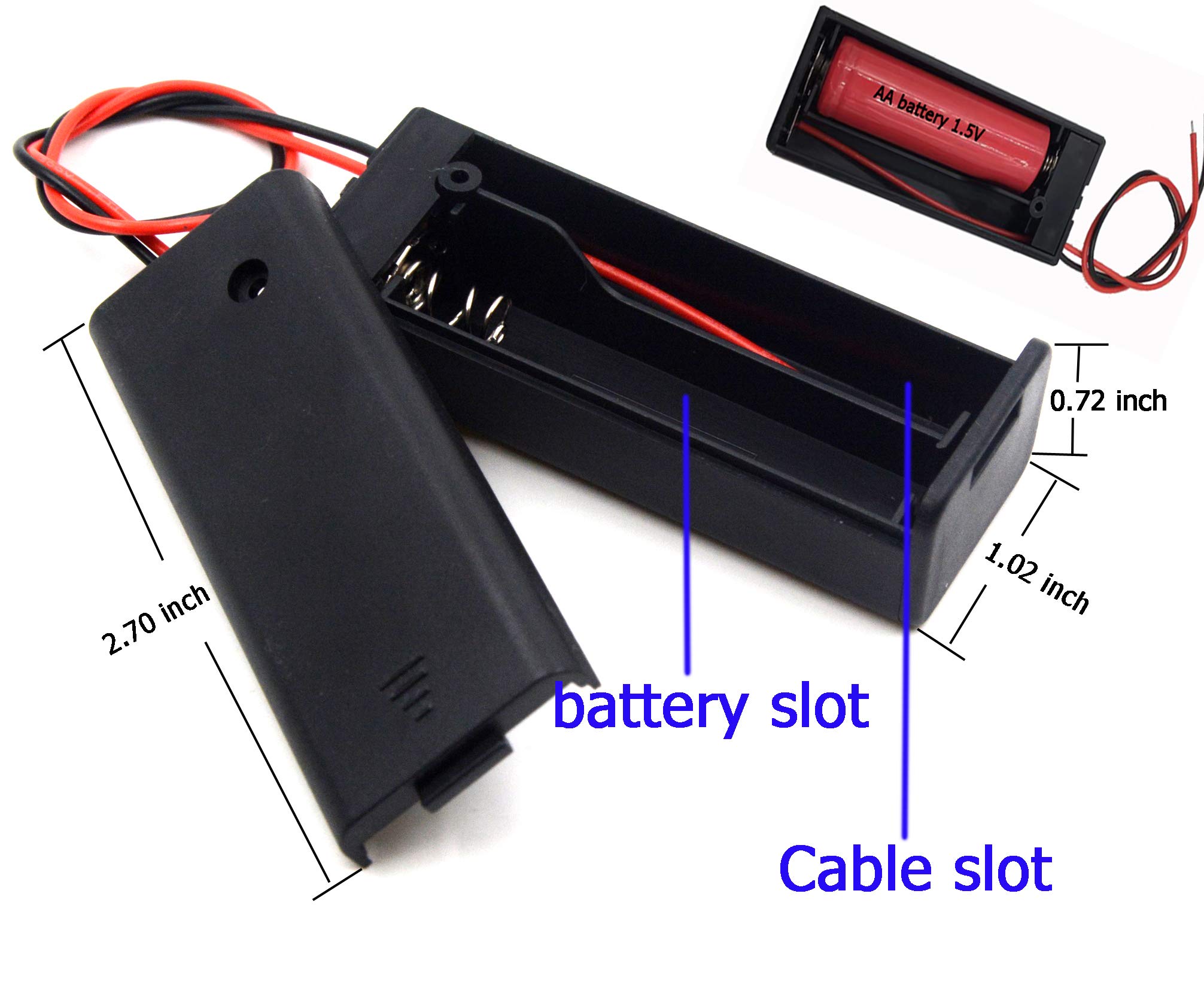 LampVPath (Pack of 5 Single AA Battery Holder with Switch and Cover, 1 AA Battery Holder with Cover and Switch, AA Battery Holder with Leads Wires