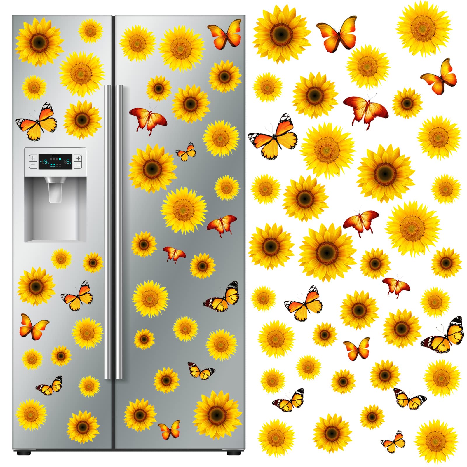 45 Pieces Butterfly Sunflower Magnet Car Refrigerator Magnets Removable Butterfly Sunflower Kitchen Decor and Accessories Cute Flower Magnets Vintage Magnets for Whiteboard Home Office