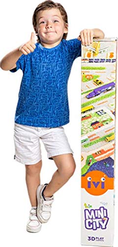 IVI 3D Play Carpets Mini City 59" L x 39" W Educational Toddler Car Mat Rug for Bedroom, Kids Den, or Playroom