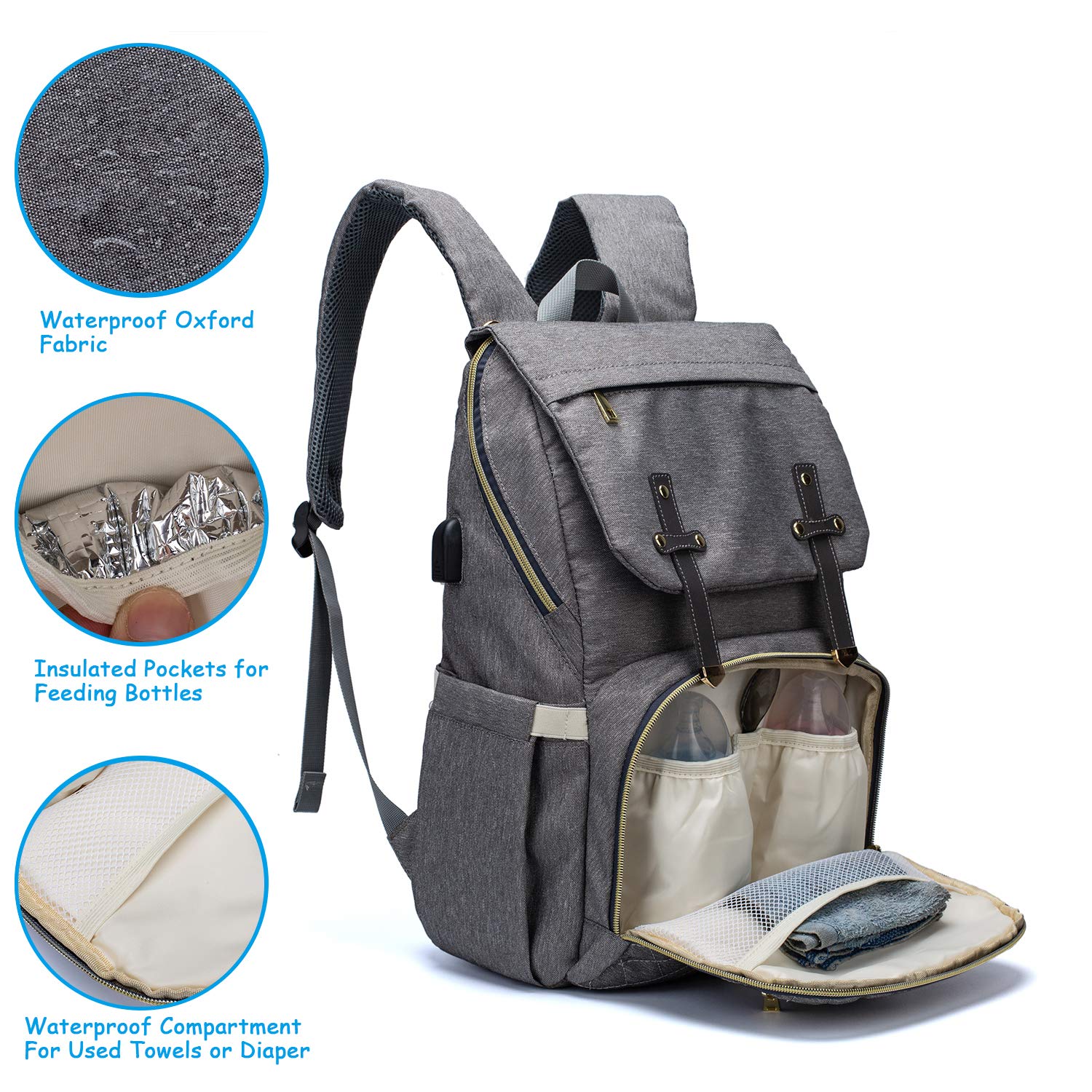 LEQUEEN Diaper Bag Backpack, Travel Back Pack Maternity Baby Changing Bags