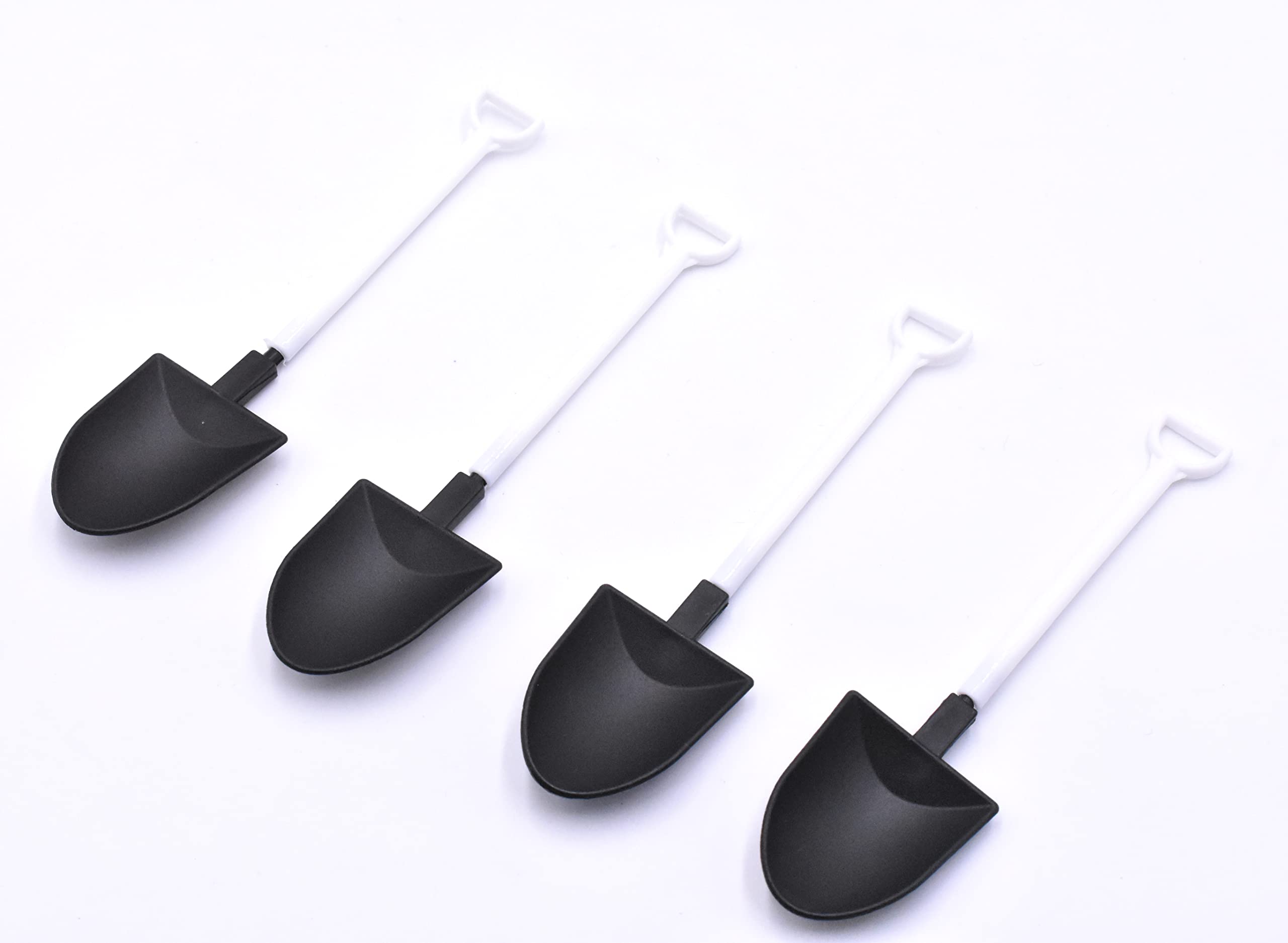 50PCS Plastic Disposable Mini Ice Cream Dessert Spoon Shovels Pudding Yogurt Spoons for Family or Party(Black and white)