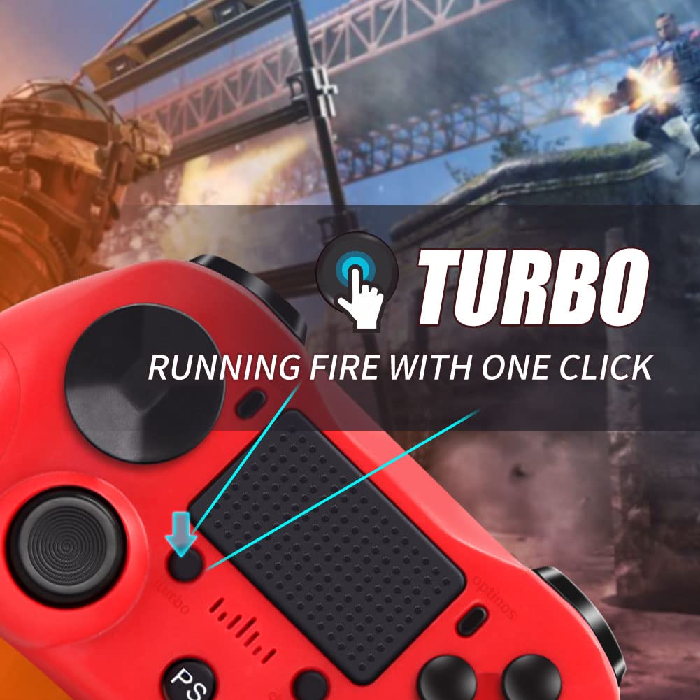OKHAHA Controller for PS4 Wireless Controller for Playstation 4 Controller DoubleShock 4 Wireless Motion Sensor, Gifts for Kids Gifts for Girls, Magma Red