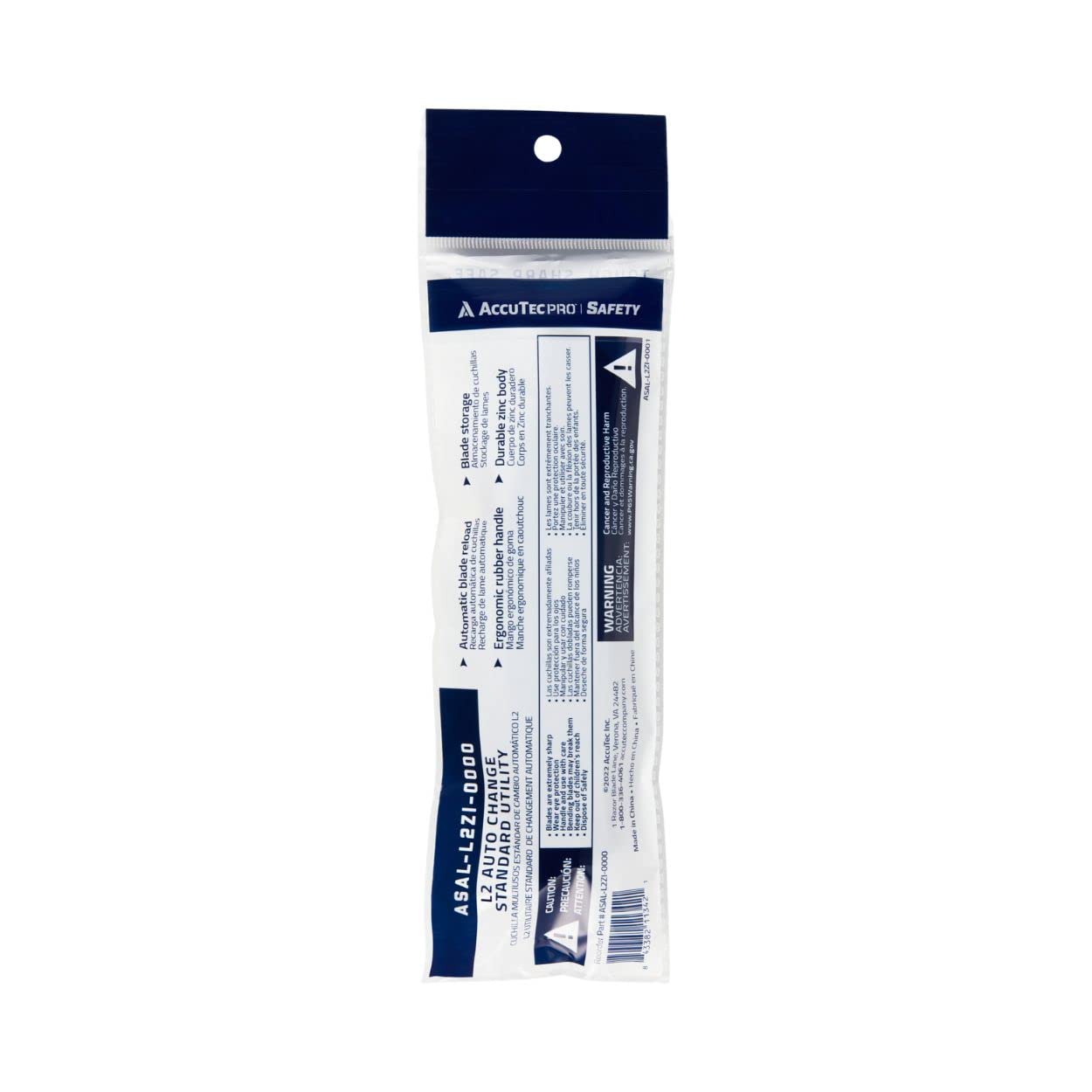 AccuTec Pro Safety L2 Auto Change Standard Utility Knife - Precision Engineered with Ergonomic Rubber Zinc Handle and Automatic Blade Reload - ASAL-L2ZI