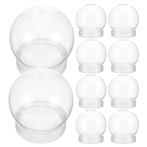 BESPORTBLE 10 Pcs 2.8 Inch Christmas DIY Clear Plastic Water Globe Snow Globe, Clear Fillable Water Globe S Globes with White Base for Crafts