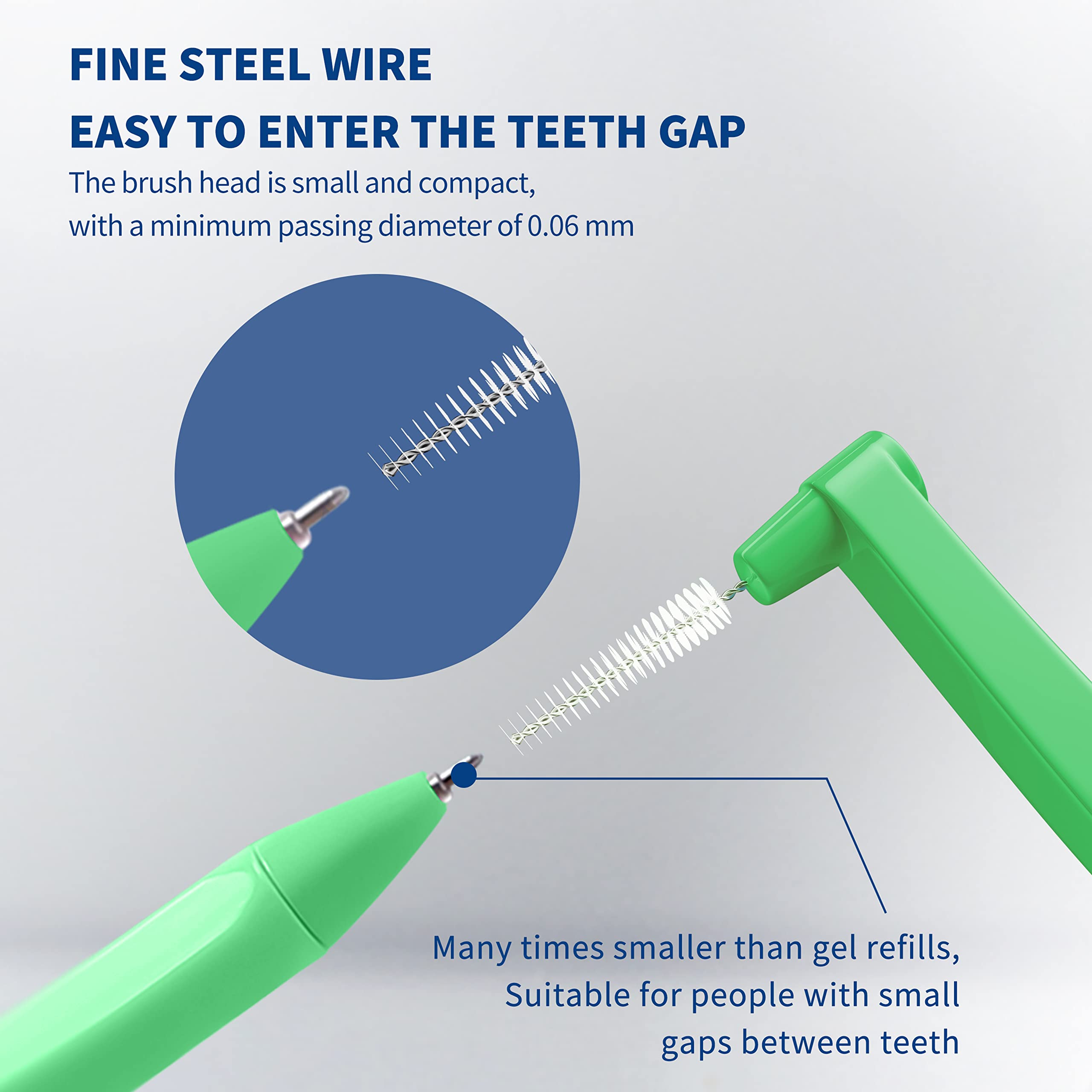 80 Count Interdental Brush Cleaners Dental Brushes Toothpick Tooth Flossing Head Oral Dental Hygiene Brush Interdental Angle Brushes with Portable Case Easy Use for Tooth Cleaning (Green, Tight Teeth)