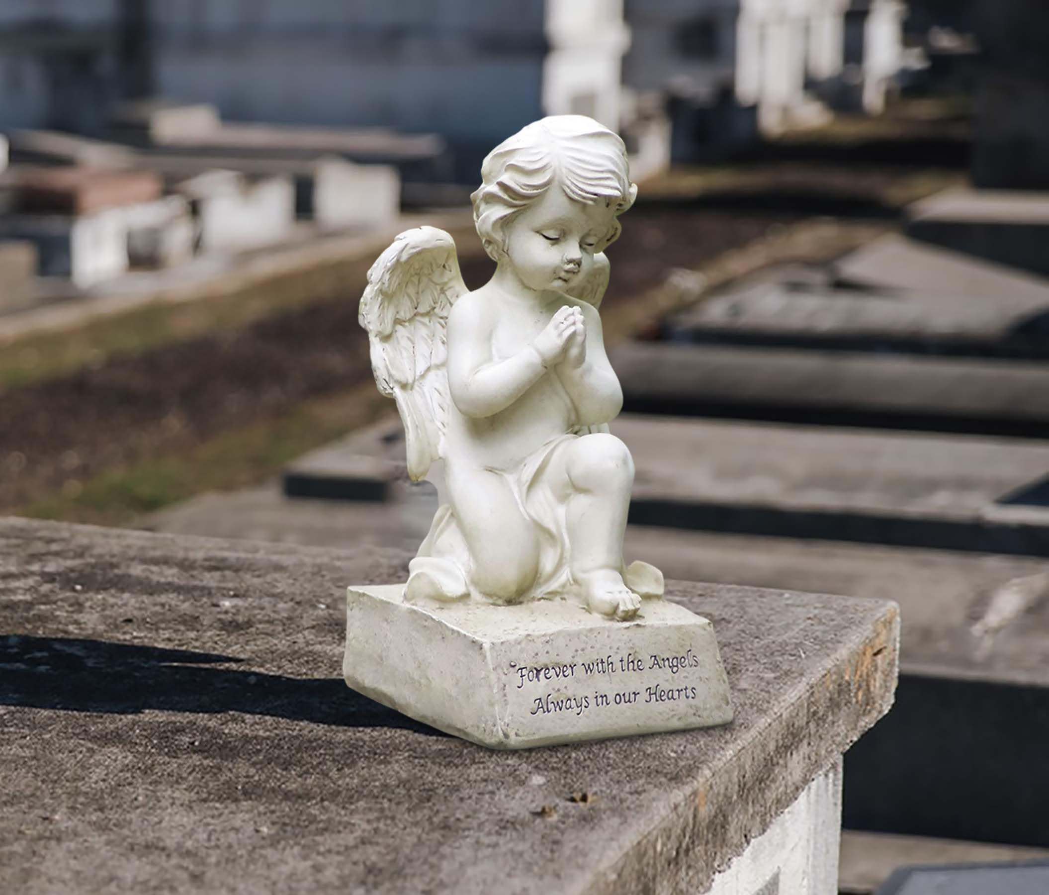 Artisan Flair Praying Angel Figurines,Resin White Cherubs Statues,Home Garden Memorial Angel Sculpture-6.5 Inch