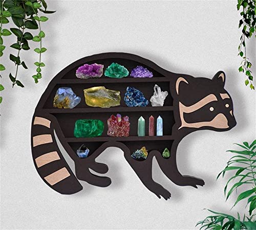 Crystal Shelf Display Crescent Moon Rack Witchy Crystal Holder for Stones Essential Oils Essentials Shelves Wall Decor Rustic Wooden Display Boho Meditation Home Decor (Model8 -Tree)