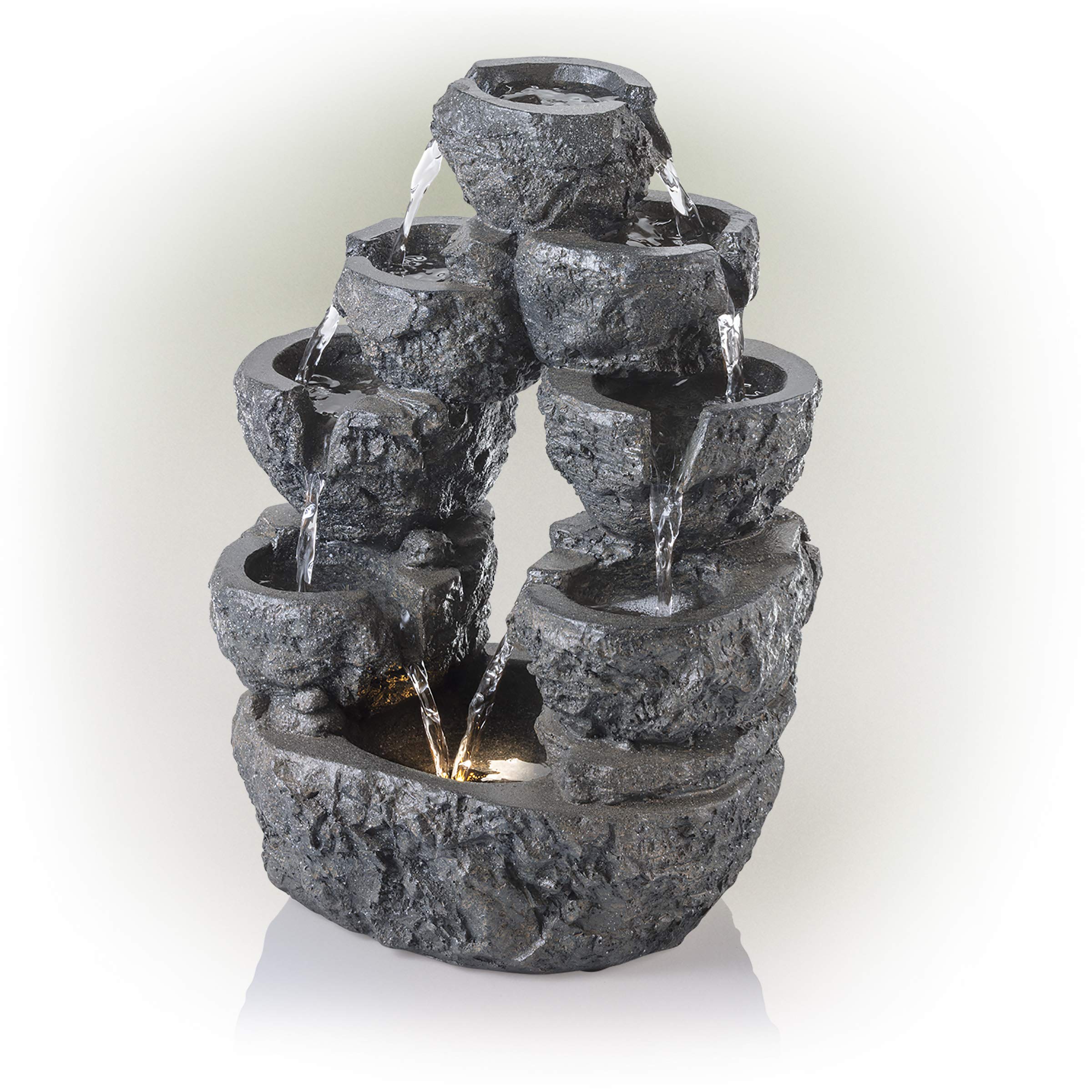 Alpine Corporation WIN1140 Cascading Fountain, 10" L x 7" W x 14" H, Gray