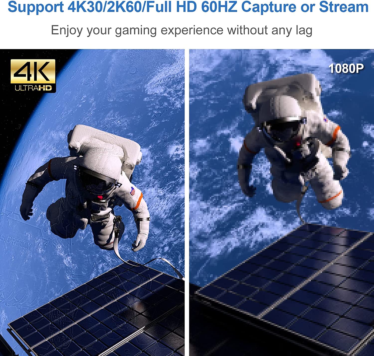 4K HDMI Video Capture Card, USB 3.0 Game Capture Card, 4K30/2K60/Full HD 1080P 60fps for Gaming, Recording or Live Streaming Broadcasting