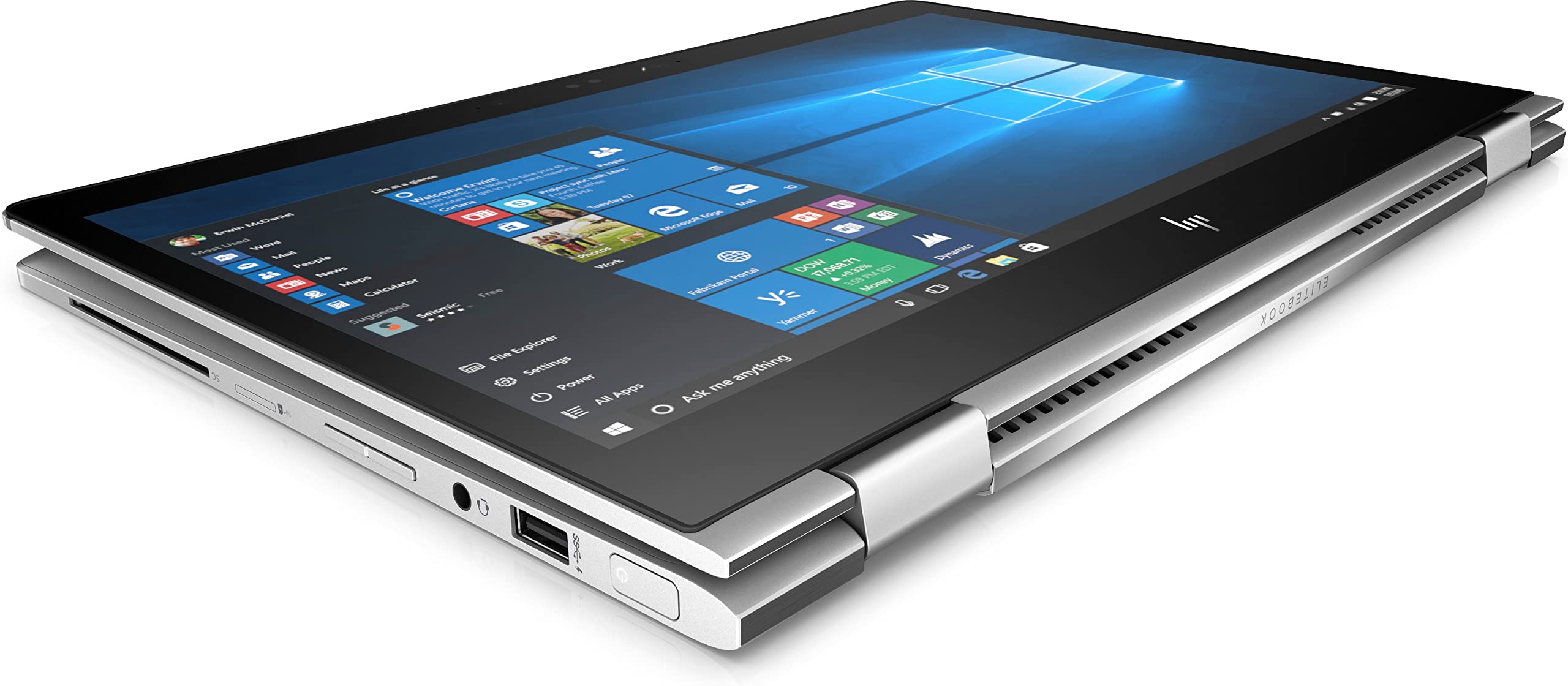HP 2QU70UT#ABA Elitebook X360 1030 G2 13.3" Flip Design Notebook, Windows, Intel Core I7 2.7 Ghz, 8 GB Ram, 512 GB SSD, Silver