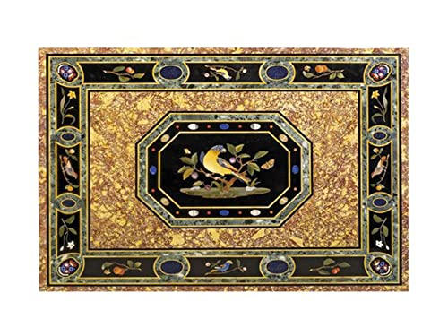 48" x 24" Inch Black Marble Dining Table/Coffee Table Italian Pietra Dura Design Outdoor Indoor Table, Office Table, Conference Table