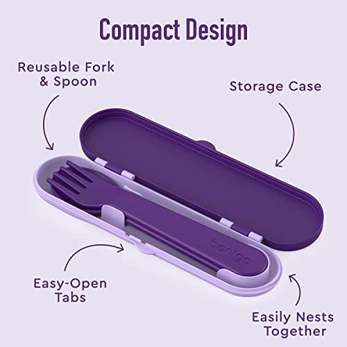 Bentgo® Kids Utensil Set - Reusable Plastic Fork, Spoon & Storage Case - BPA-Free Materials, Easy-Grip Handles, Dishwasher Safe - Ideal for School Lunch, Travel, & Outdoors (Unicorn)