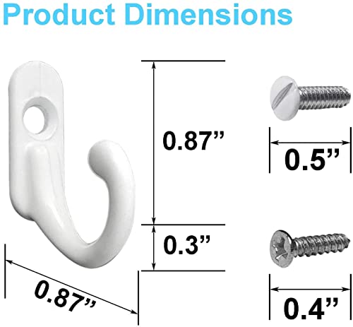 Light Switch Hooks, Chanvoo 10 Pack Wall Mounted Tiny Robe Hook with 20 Screws Wall Coat Hooks for Hanging Coat, Scarf, Bag, Towel, Key, Hat (White)
