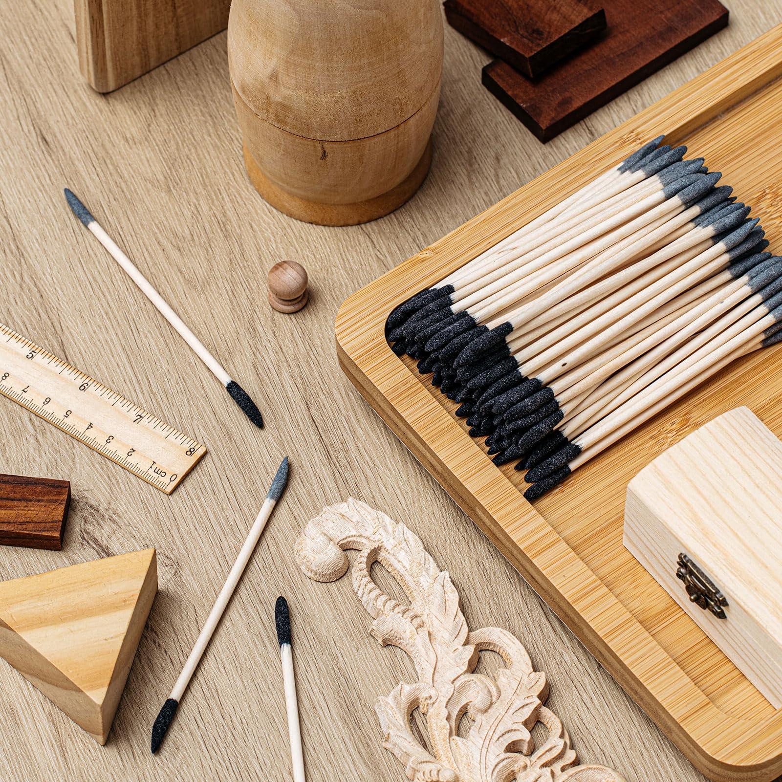 Leriton 60 Pcs Sanding Sticks Double End Matchsticks Sanding Twigs Fine Detailing Polishing Sticks for Plastic Models Wood Hobby, 120/280 Grit, 5.4 x 0.3 Inch