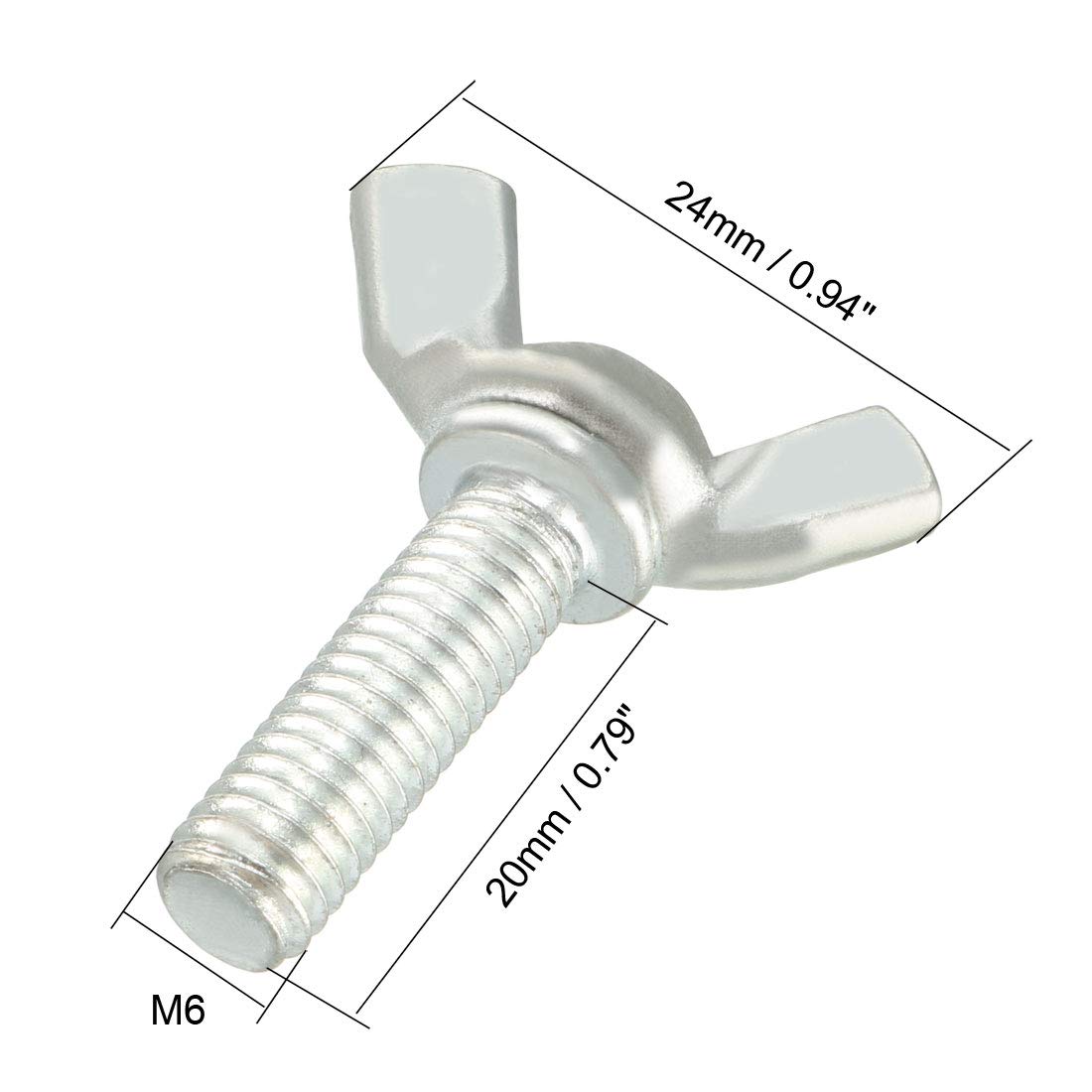 uxcell Wingbolt Butterfly Wing Thumb Hand Screws Bolts M6x20mm 1mm Pitch Carbon Steel 10pcs