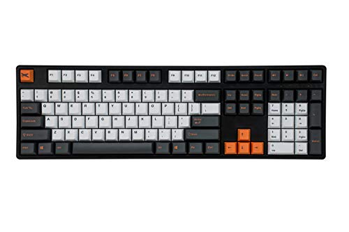 Mistel X-VIII Mechanical Keyboard with Cherry MX Blue Switch,Orange/Black Letter Gloaming PBT DoubleShot Keycap, Full Size Ergonomic Gaming Keyboard for Laptop/Desktop, USB Type-C, Macro Support