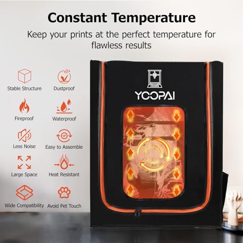 3D Printer Enclosure with LED Lighting, Fireproof Dustproof Tent Constant Temperature Protective Cover for Creality Ender 3/Ender 3 Pro/Ender 3V2/Ender 3S1/Neo/Anycubic Elegoo, Medium