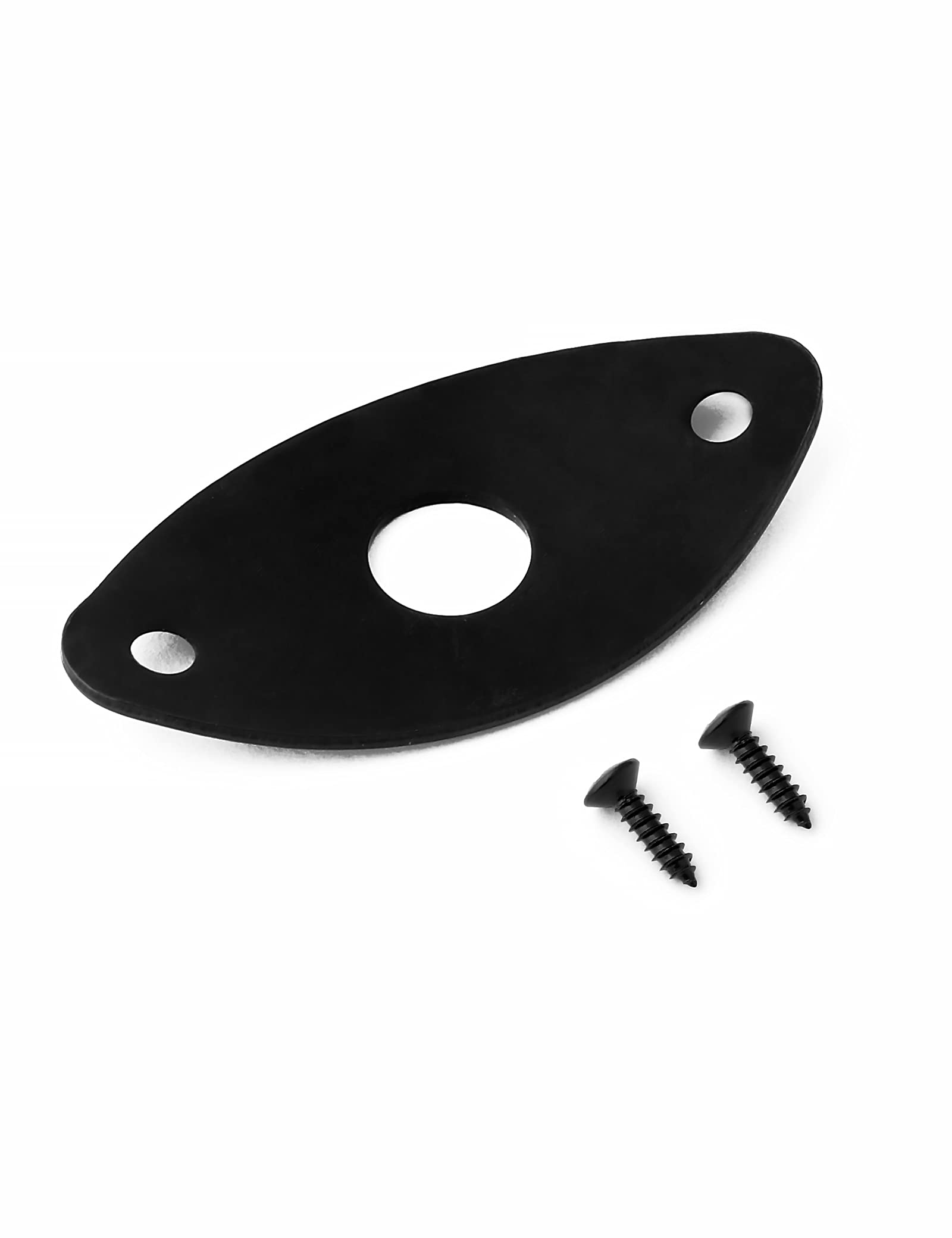 Bogart Guitar Jack Socket Plate Curved Oval Football Style Output Jack Plate Compatible with Les Paul Ibanez Jackson Guitar or Bass with Mounting Screws Black. (HJ 003-BK)
