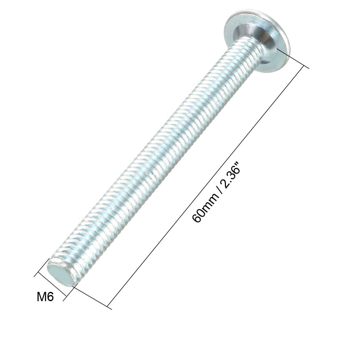 uxcell M6x60mm Furniture Bolts Hex Socket Screws Fastener Zinc Plated 20pcs