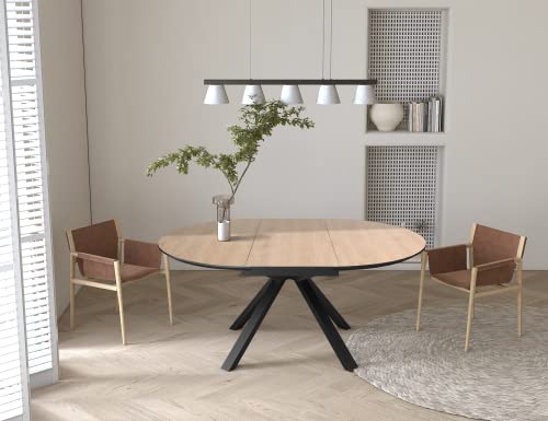 Acanva Extension Oval/Round Dining Table for 6, Expandable Butterfly Leaf & Sturdy Base, Suit for Kitchen, Living Room & Apartment, 51.2βW(+19.7β) x 51.2βD x 30.1βH, Light Oak