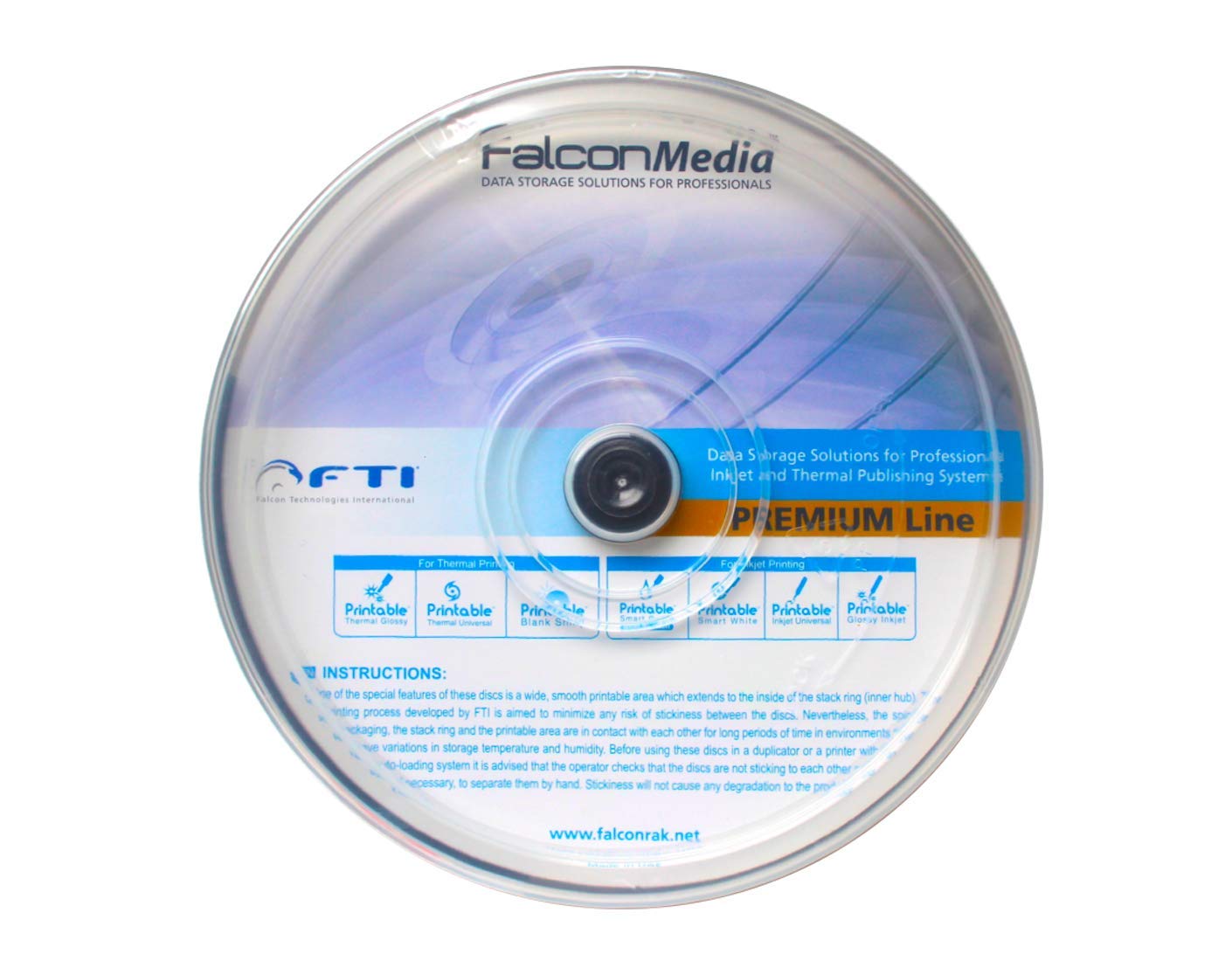 Falcon Media 50-Pack Premium Line DVD+R Dual Layer Discs with White Thermal Printable Surface, 8X Recording Speed, and 8.5 GB of Data in Cakebox Packaging