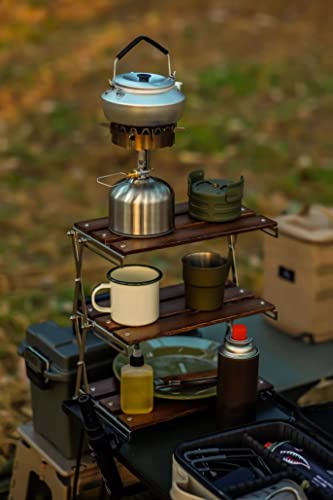 Keenature Black Walnut Camping Table Shelf Portable for Picnic,Camp,Beach,Fishing,Hiking,BBQ,Parties or Outdoor Activities