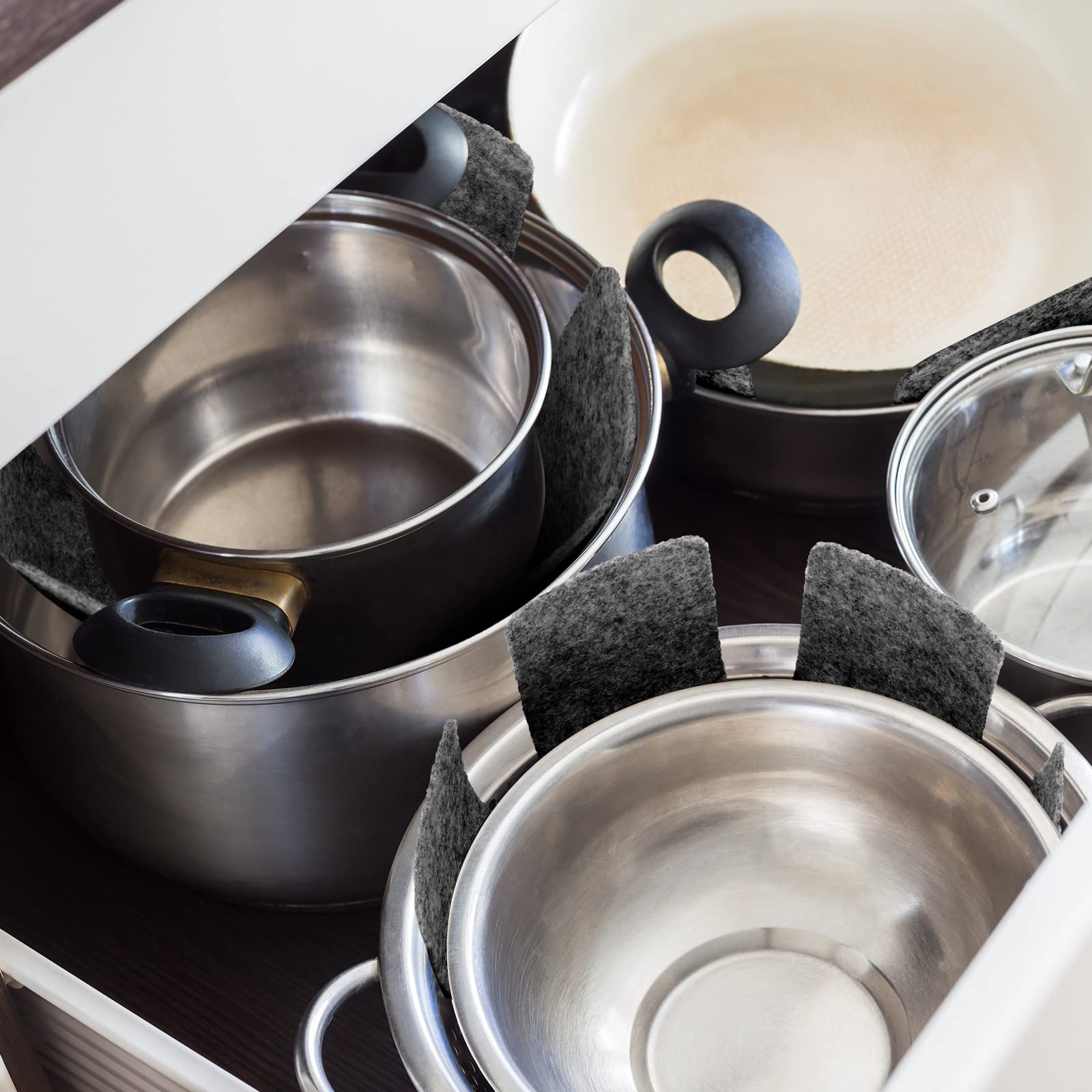 40 Pcs Pot and Pan Protectors, 5 Different Sizes Cookware Protector Pot Dividers Stacking Separators Pads for Protecting and Separating Pots and Pans, Gray