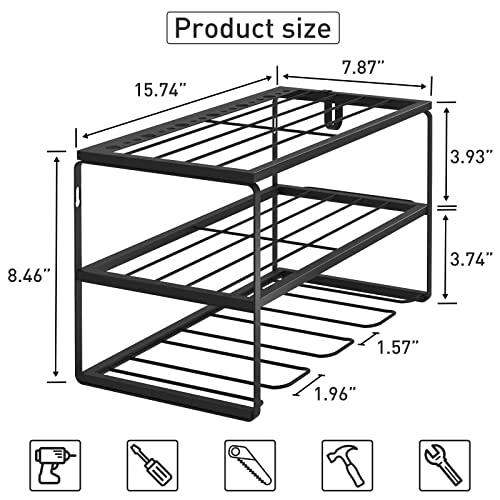 Dosker Tool Organizer Fathers Day Gifts Wall Shelf Mounted Garage Storage Rack 3 Layers Heavy Duty Metal Drill Holder Utility Storage Rack Garage, Workshop and Warehouse for Men Dad Gifts 1PC