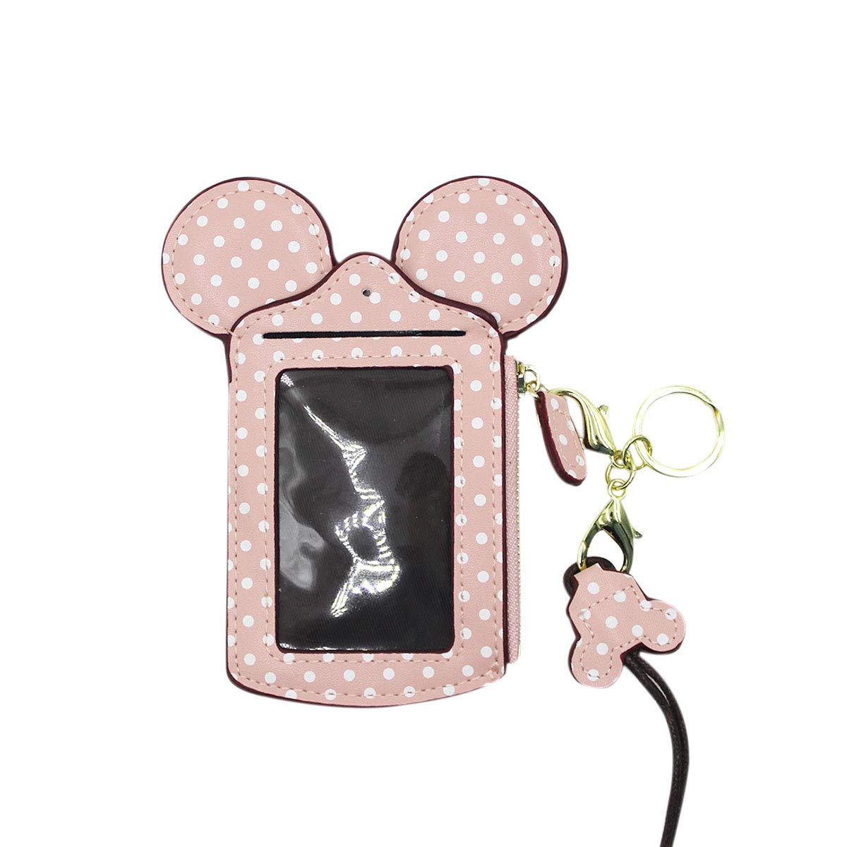 Cute Travel PU Leather Student ID Card Holder Animal Shape Neck Bag Wave Dot Wallet Coin Purse for Women Teens Girls