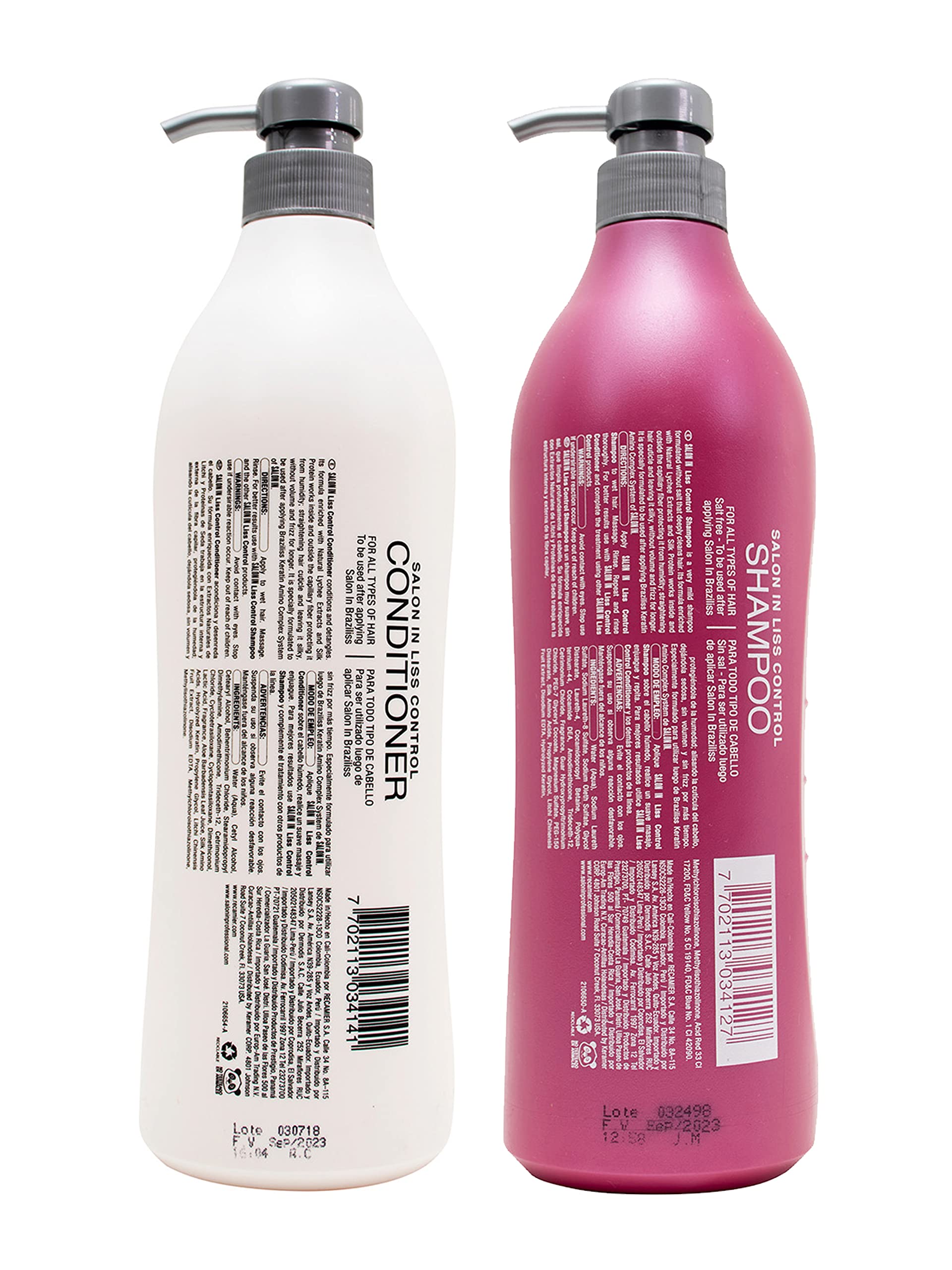 RECAMIER Anti Frizz Shampoo Liss Conditioner Detangler Set | Champu y Acondicionador Pack 33.3 OZ