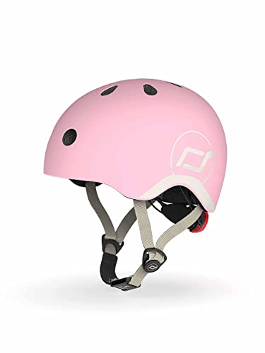 Scoot and Ride - Matte Finish Kid's Helmet with Adjustable Straps (Rose, XXS Small-Small) - Includes LED Safety Light and Soft Fleece Padding for Extra Protection