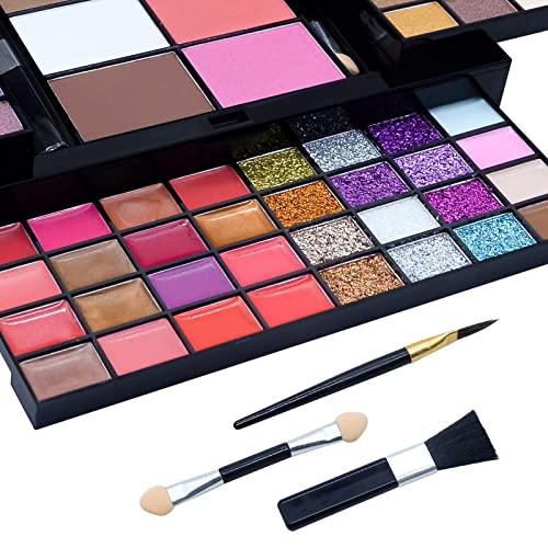 All in One Makeup Kit for Women Full Kit, 74 Colors Professional Makeup Gift Set, Include 36 Eyeshadow, 16 Lip Gloss, 12 Glitter Cream, 4 Concealer, 3 Blusher, 2 Highlight and Contour, 1 Bronzer