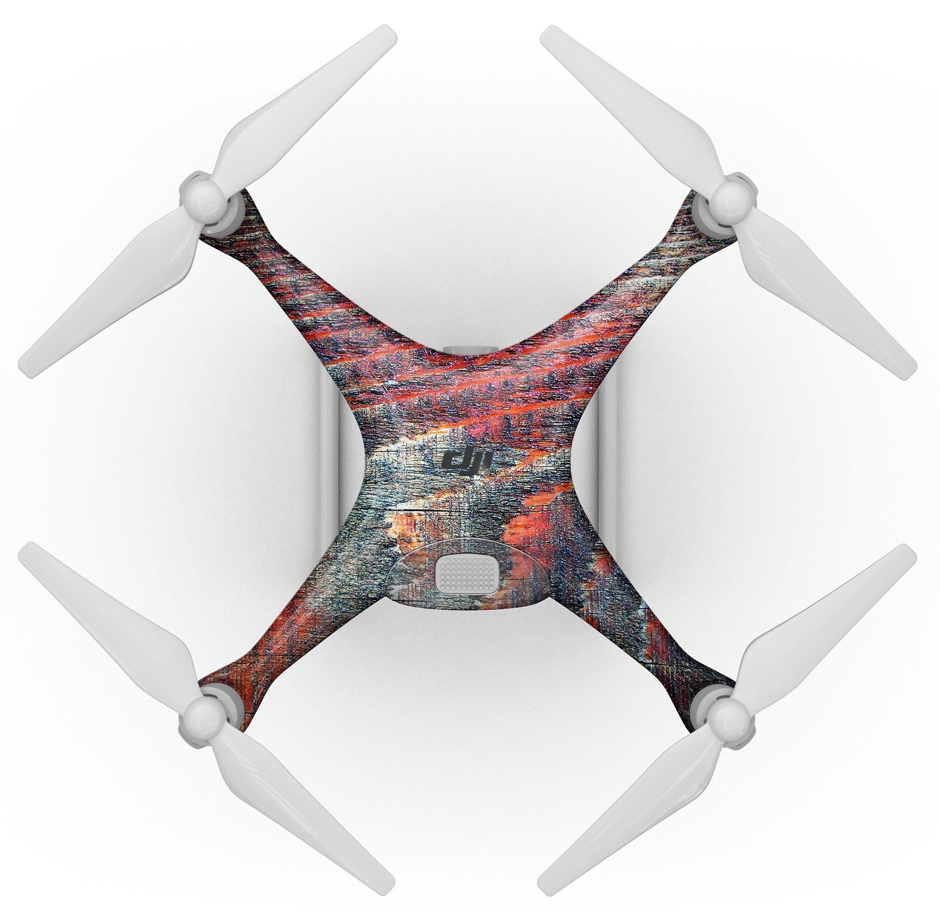 Design Skinz Design Skinz Grungy Orange and Teal Dyed Wood Surface Full-Body Wrap Decal Skin-Kit Compatible with The Drone DJI Phantom 4