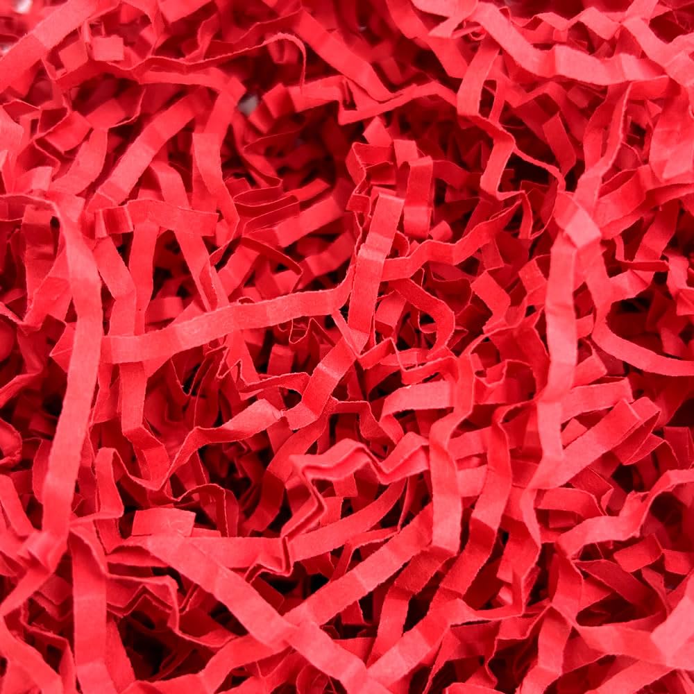 SHENGHE 1LB Crinkle Paper Filler Shredded Basket Shred Package Gift Box Decorative (Red)