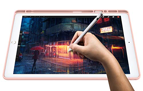 MoKo Case Fit iPad Pro 12.9 2017/2015 with Apple Pencil Holder - Slim Lightweight Smart Shell Stand Cover Case with Auto Wake/Sleep Fit Apple iPad Pro 12.9 inch Tablet (1st & 2nd Gen),Rose Gold