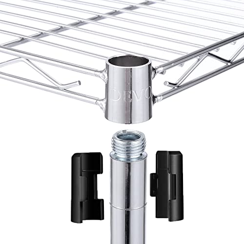 Devo 6-Tier Wire Shelving Unit, Adjustable Metal Shelving for Storage, Heavy Duty Wire Storage Racks with Side Hooks, Pantry Shelves for Garage, Kitchen, Living Room, Bathroom (Upgrade Silver)